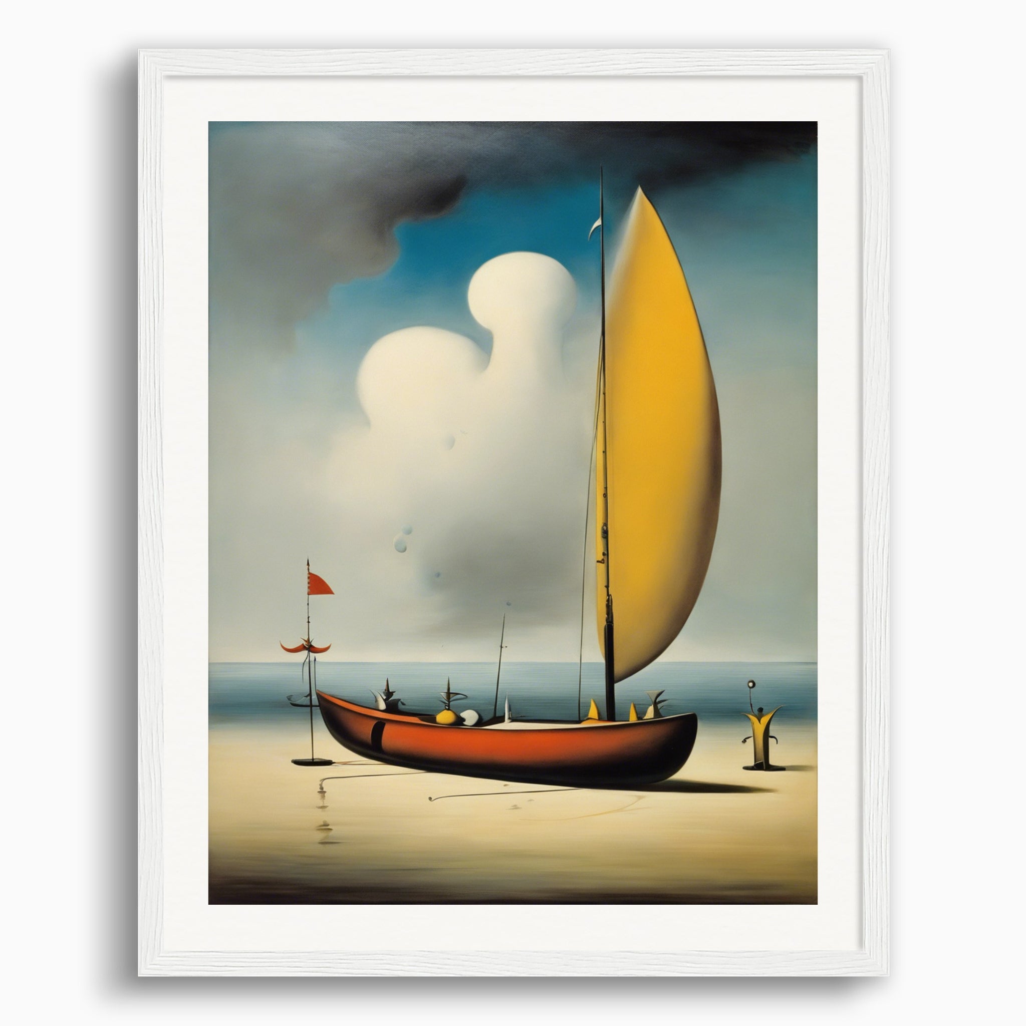 Arte surrealista, un bote en la orilla - Póster | Lámina decorativa ...